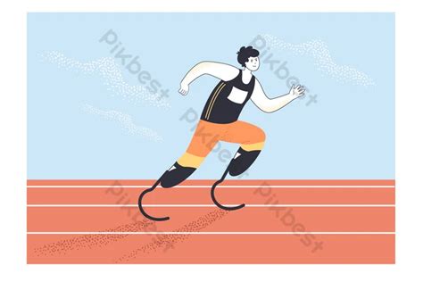 평면 벡터 일러스트 레이 션을 실행하는 패럴림픽 선수 일러스트 Png Eps 무료 다운로드 Pikbest