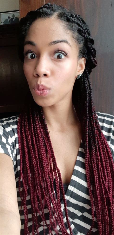 Red Ombre Box Braids Protective Style For Natural Hair Long Box