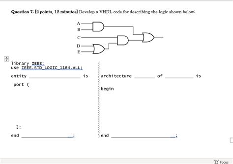 Solved Question Points Minutes Develop A VHDL Chegg Com