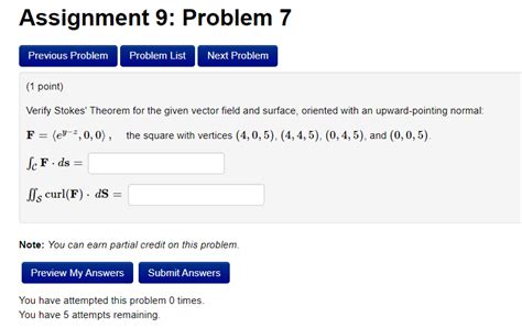 Solved Assignment 9 Problem 7 Previous Problem Problem List