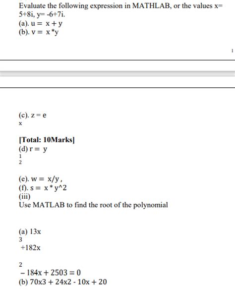 Evaluate The Following Expression In MATHLAB Or The Chegg