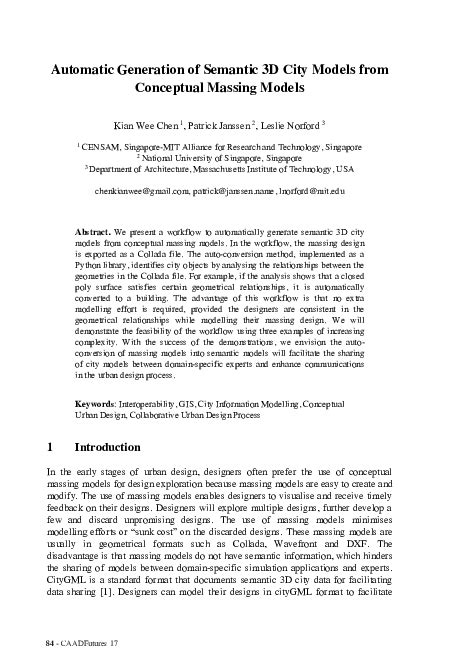 pdf automatic generation of semantic 3d city models from conceptual
