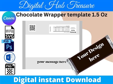 Chocolate Bar Wrapper Template Candy Bar Wrapper Template For Etsy