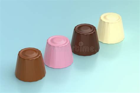 Milk Pink Dark And White Chocolate Pralines Stock Illustration