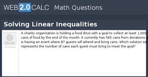 View Question Solving Linear Inequalities