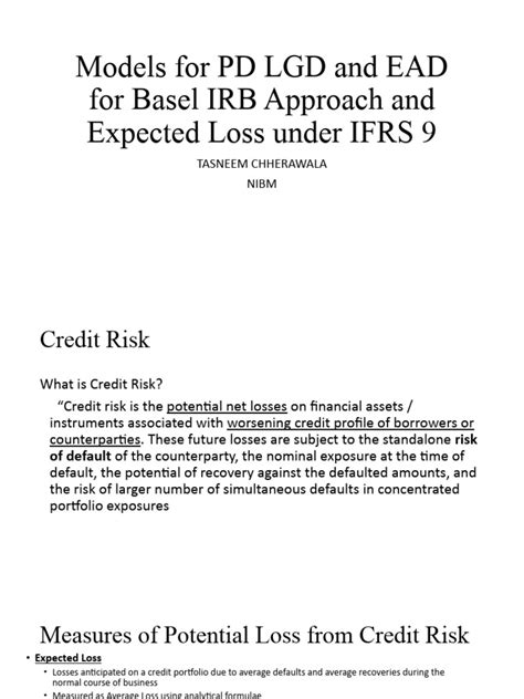 Models For Pd Lgd Ead Pdf Financial Risk Credit Rating