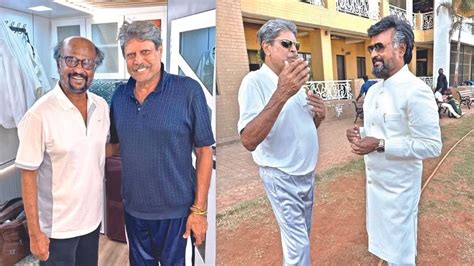 Rajinikanth Kapil Dev దిగ్గజాలు కలిసిన వేళ ఒకే ఫ్రేమ్‌లో రజనీకాంత్