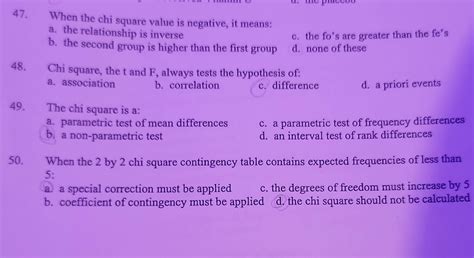 Solved 47 When The Chi Square Value Is Negative It Means