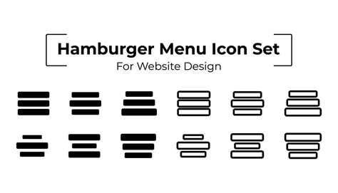 Hamburger Menu Icon Set For Website Design Assets 20022343 Vector Art At Vecteezy