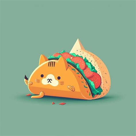 Premium Photo Cat Eating A Taco Vector Illustration