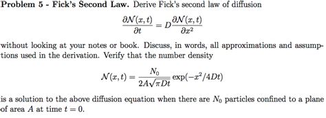 solved problem 5 fick s second law derive fick s second