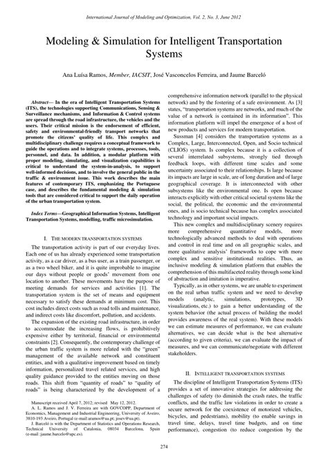 pdf modeling and simulation for intelligent transportation systems