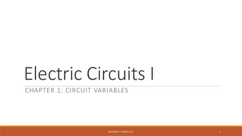 Pdf Electric Circuits I Chapter 1 Circuit Variables