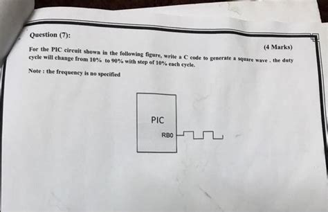 Solved Question 7 4 Marks For The Pic Circuit Shown In