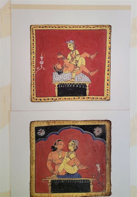 Pair Of Indian Erotic Paintings From A Kama Sutra Series Rockwell