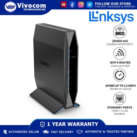 Linksys E5600 Ah Dual Band Ac1200 Wifi 5 Router Covers Up To 1 000