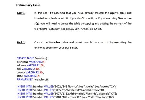 Solved Preliminary Tasks Task 1 In This Lab Its Assumed