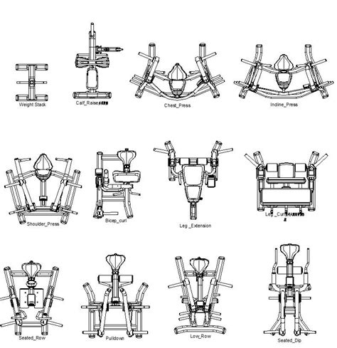 2d View If A Different Type Of Gyming Equipment Detail Cad Block Dwg File Artofit