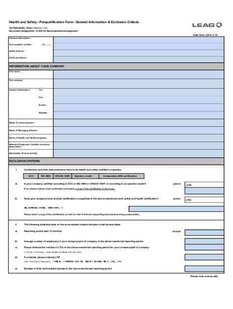 Fillable Online Health And Safety Prequalification Form Fax Email Print Pdffiller
