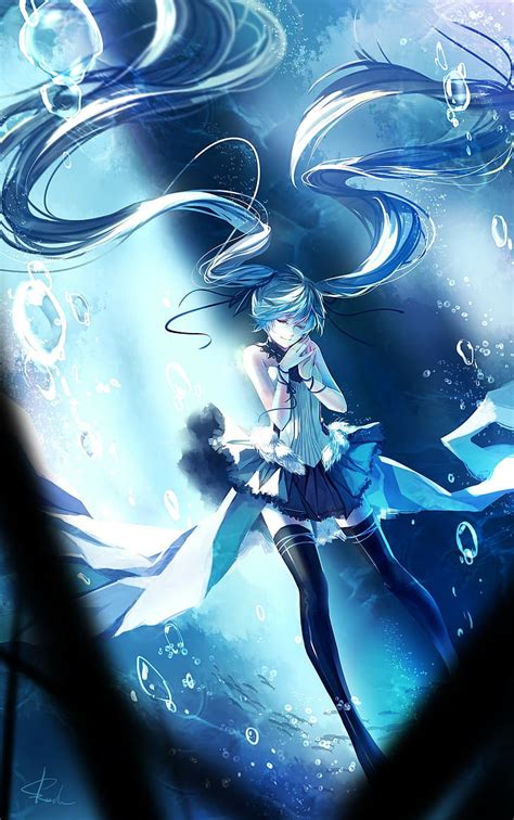 Hd Wallpaper Vocaloid Hatsune Miku Long Hair Twintails Ribbon