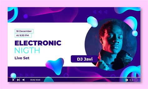 일렉트로닉 뮤직 이벤트 유튜브 썸네일 무료 벡터