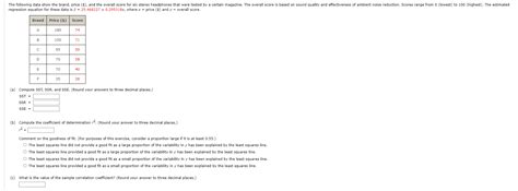 Solved Regression Equation For These Data Is Chegg