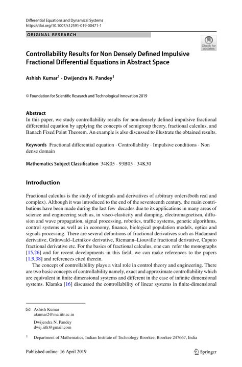 Pdf Controllability Results For Non Densely Defined Impulsive