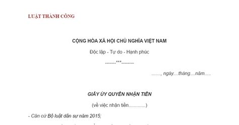 Mau Giay Uy Quyen Nhan Tien Docx Google Docs
