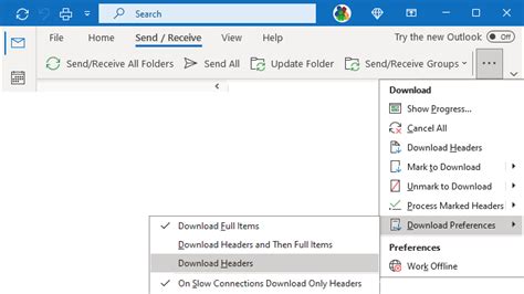 How To Set Outlook To Download Only E Mail Headers Microsoft Outlook