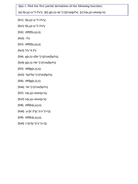 Maxima Software Practical Based On Partial Differentiation Annotated Pdf
