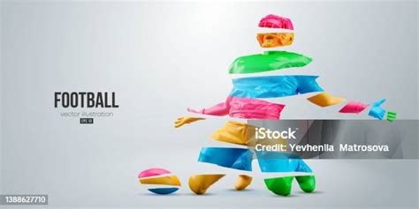 액션 고립 된 흰색 배경에서 Nfl 미식축구 선수 남자의 추상적 실루엣 벡터 일러스트레이션 3차원 형태에 대한 스톡 벡터 아트 및 기타 이미지 Istock