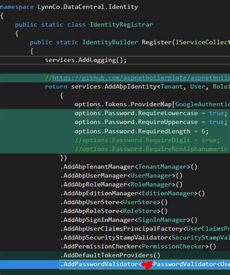 Identity Password Options · Issue 4047 · Aspnetboilerplate