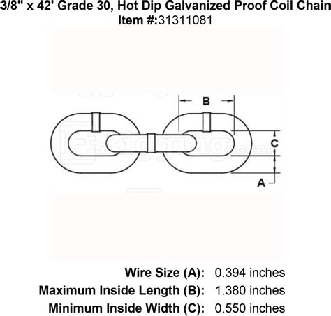38 X 63 Grade 30 Hot Dip Galvanized Proof Coil Chain