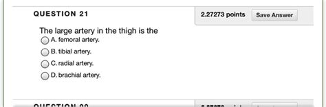solved question 21 2 27273 points save answer the large artery in the