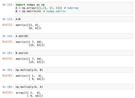 Python 表示矩阵 Numpyarray Numpymatrix 和numpymat Pasapas 博客园
