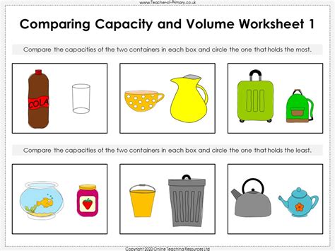 Comparing Capacity And Volume Year 1 Teaching Resources