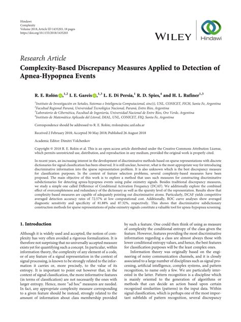 Pdf Complexity Based Discrepancy Measures Applied To Detection Of Apnea Hypopnea Events