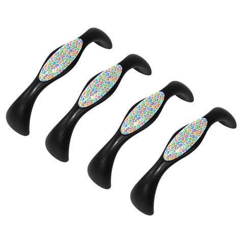 4pcs Colorful Beans Arched Drawer Pulls Crystal Glass White Knobs With Screws For Wardrobes