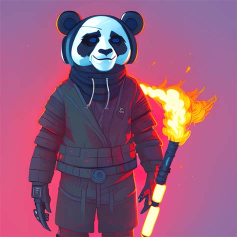 Cyberpunk Panda With Flamethrowers · Creative Fabrica