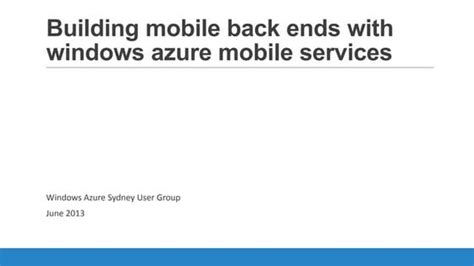 Azure Mobile Service On Android Ppt