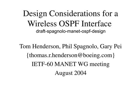 Ppt Design Considerations For A Wireless Ospf Interface Draft Spagnolo Manet Ospf Design