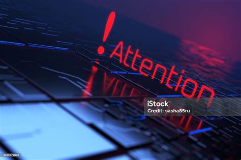 Attention Inscription With Exclamation Mark Malware Danger Symbol Computer Hacked Error Concept