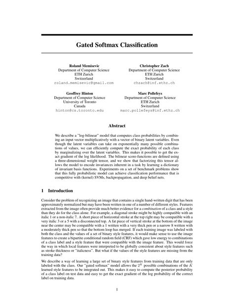 Pdf Gated Softmax Classification