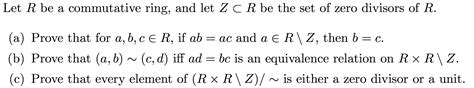 solved let r be a commutative ring and let z r be the set
