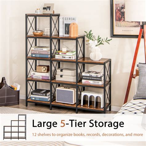 9 Cubes Bookcase With Carbon Steel Frame For Home Office Costway