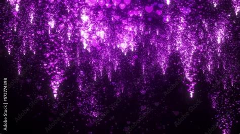 Camera Flying Through Romantic Pink Color Particle Heart Falling