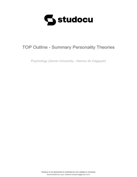 Top Outline Summary Personality Theories