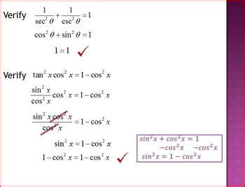 Verifying Trig Equations By Rita Rhinestone TPT