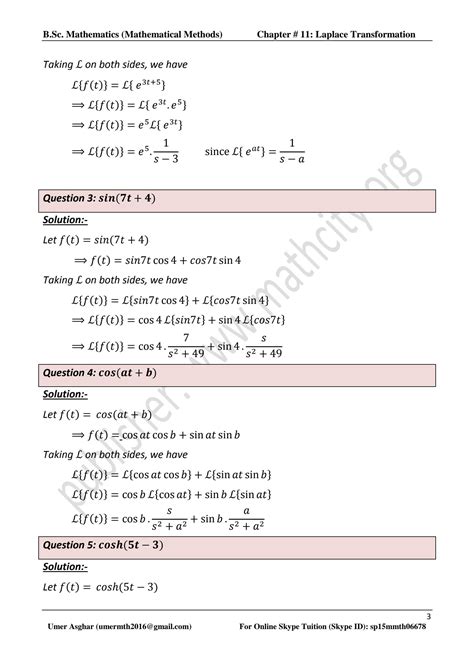 Solution B Sc Mathematics Mathematical Methods Chapter 11 Laplace