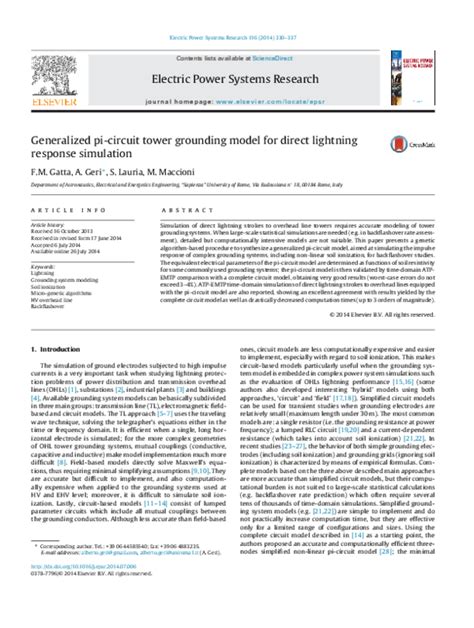 Pdf Generalized Pi Circuit Tower Grounding Model For Direct Lightning Response Simulation